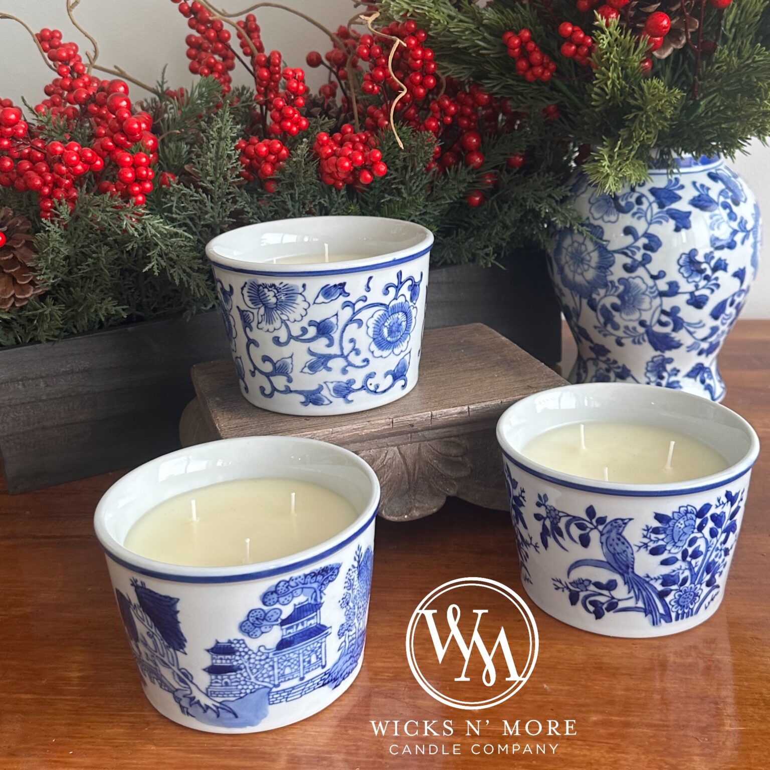 Blue Willow Chinoiserie Scented 3-wick Candle - Wicks N' More Candle ...